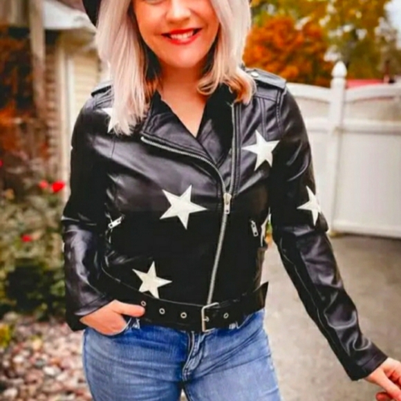 Zenana Outfitters | Jackets & Coats | Zenana Vegan Leather Star Patch ...